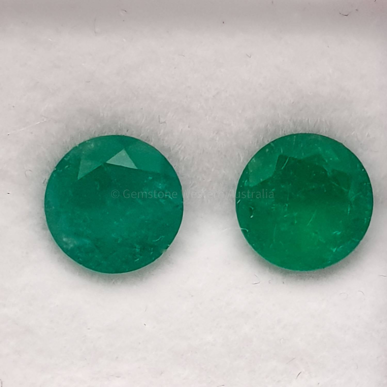 2.94 ct Natural Colombian Emeralds Round Loose Gemstones Pair ...
